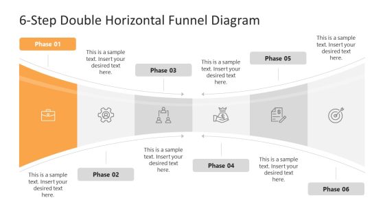 6-Step Horizontal Double Funnel Diagram PowerPoint Slide - SlideModel