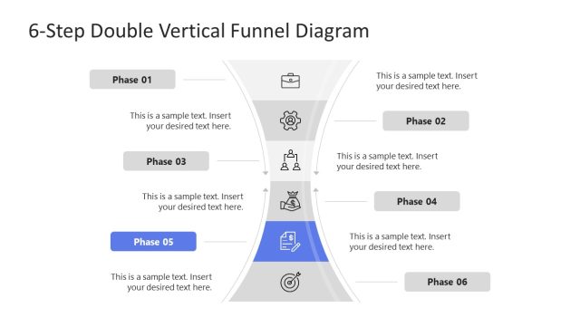 Editable 6-Step Vertical Double Funnel Template - SlideModel