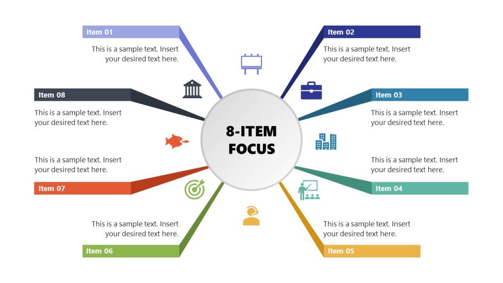 Creative 8 Item Presentation Slide Template - SlideModel