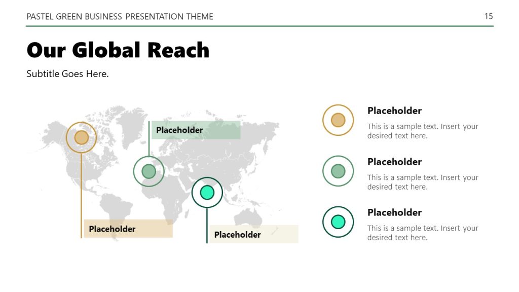Our Global Reach - Pastel Green Template Slide - SlideModel