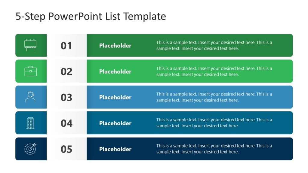 5 Step List Template for PowerPoint - SlideModel