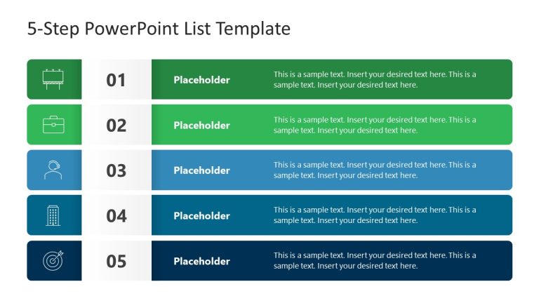 5 Step List Template for PowerPoint - SlideModel