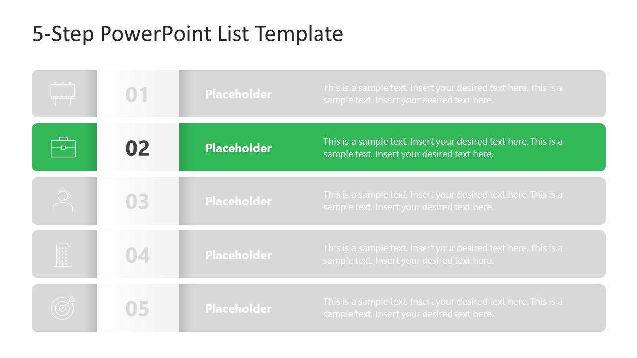 5-Step PowerPoint List Template
