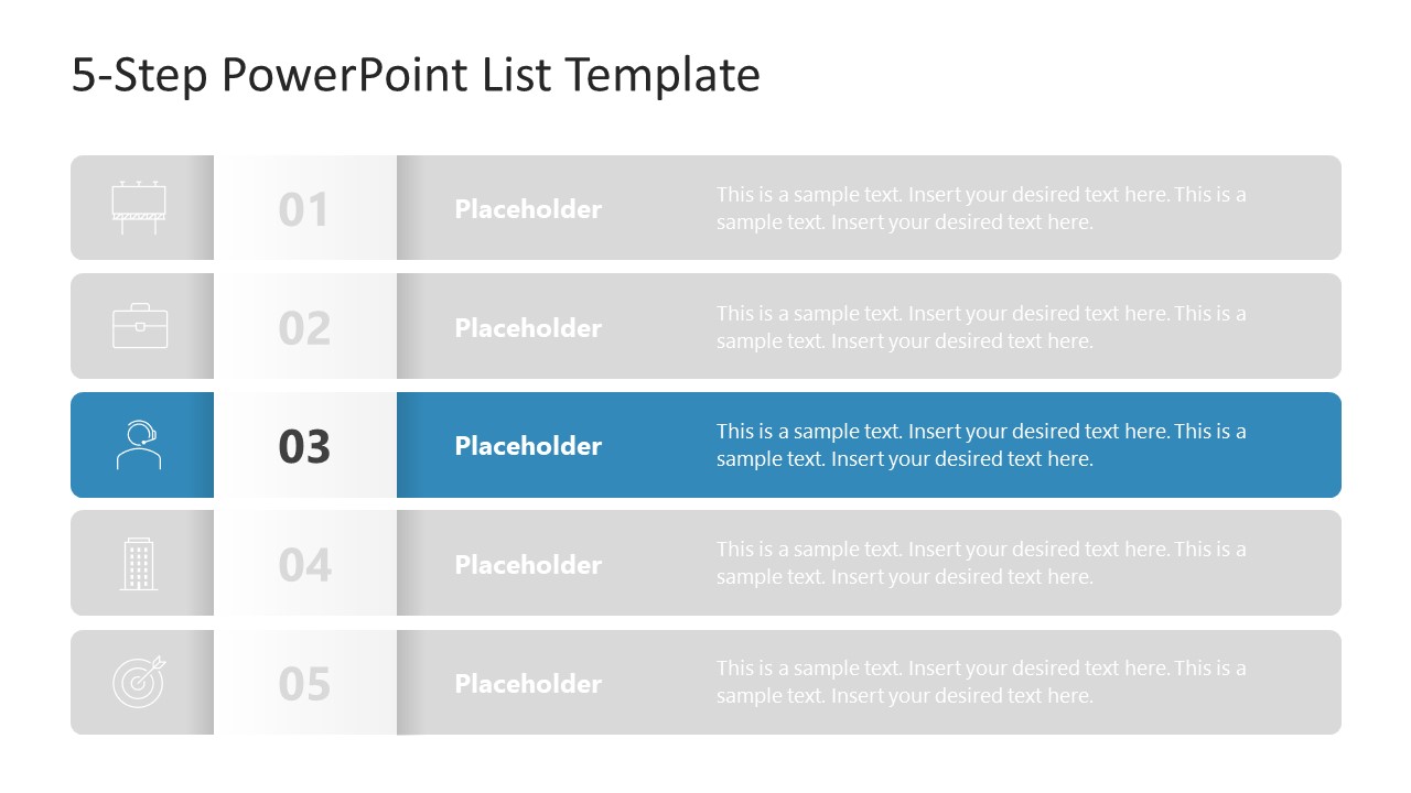 5-Step PowerPoint List Template
