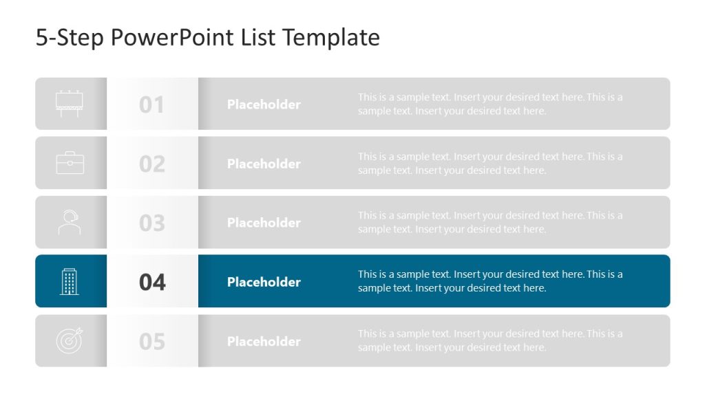 Item Four Editable Slide Template - List PresentationTemplate - SlideModel