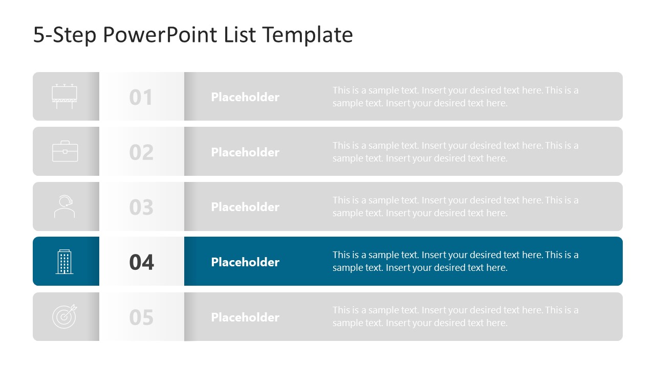 5-Step PowerPoint List Template