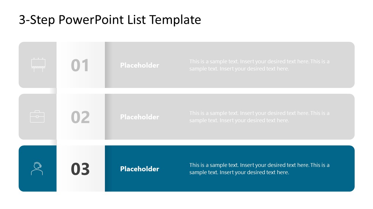 3-Step PowerPoint List Template