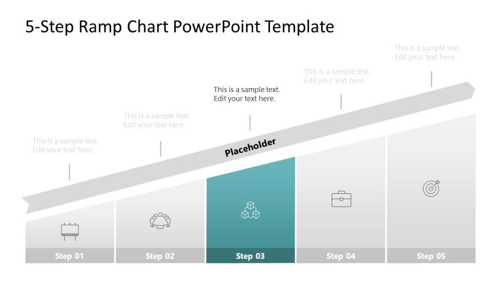5 Step Ramp Chart Editable Figure with Text Boxes - SlideModel