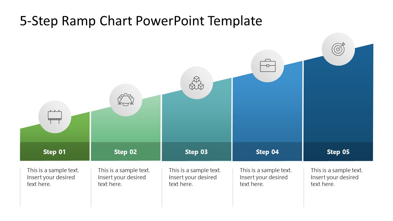 5-Step Ramp Chart PowerPoint Template