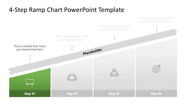 Four Step Ramp Chart Diagram with Text Boxes - SlideModel