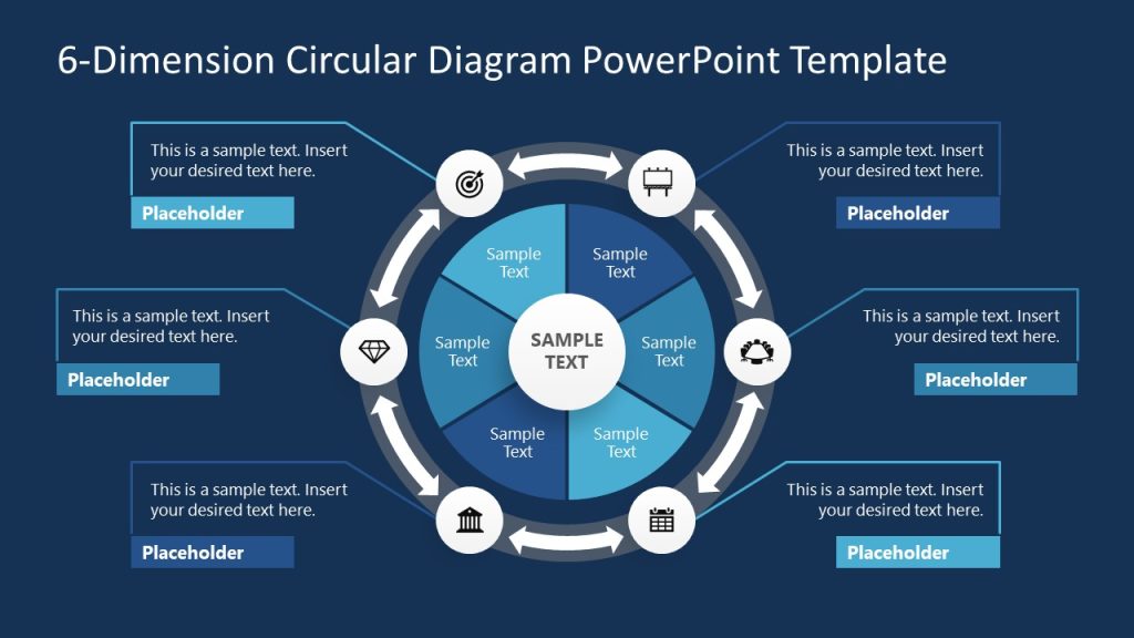 Editable 6-Dimension Circular Diagram PPT Template - SlideModel