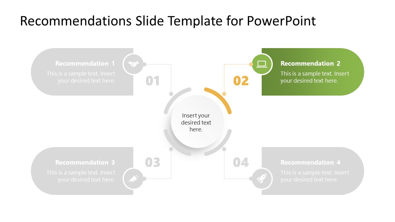 4-Item Recommendations Slide PowerPoint Template