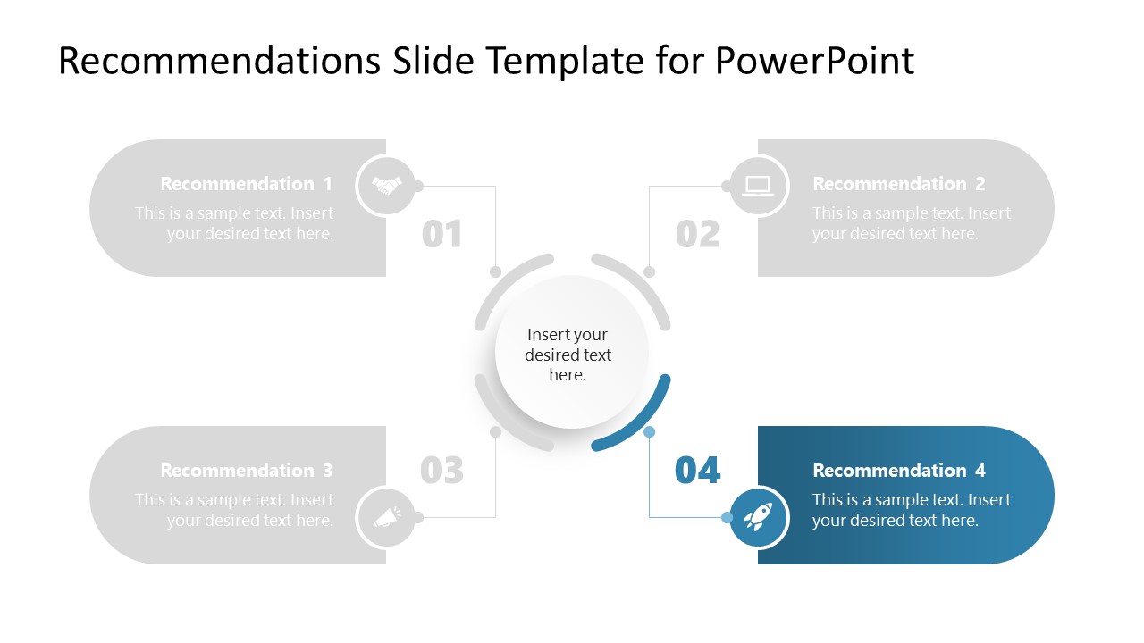 4-Item Recommendations Slide PowerPoint Template