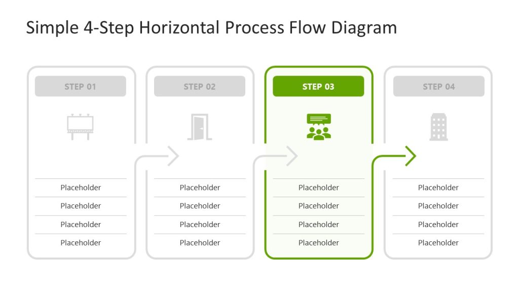 4-Step Horizontal Process Flow Diagram Slide Template - SlideModel