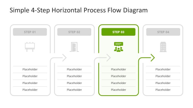 4-Step Horizontal Process Flow Diagram Slide Template - SlideModel