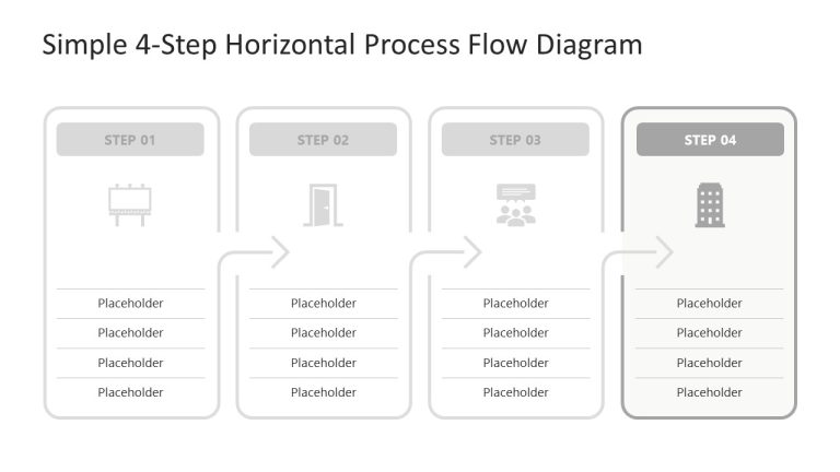Step 4 - 4-Step Horizontal Process Flow Diagram PowerPoint Template ...