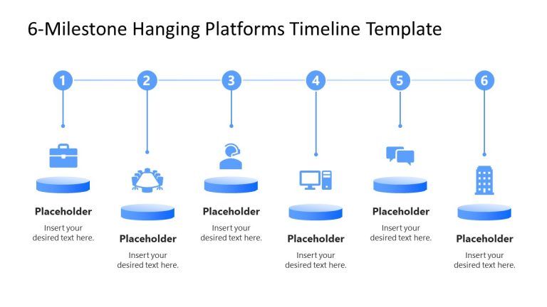 6-Milestone Hanging Platforms Timeline Template - Title Slide - SlideModel