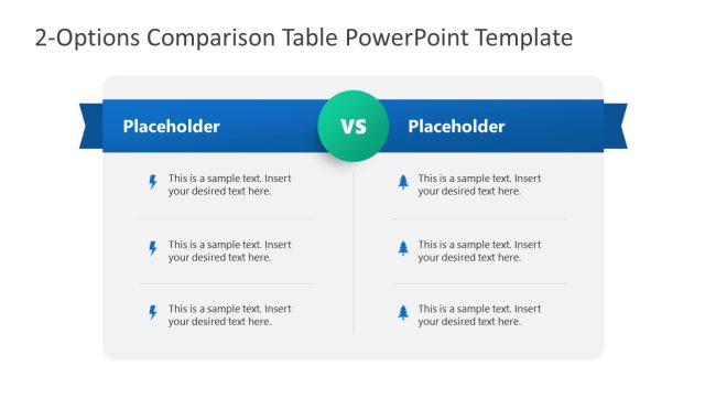 2 Options Comparison Table Presentation Template Slidemodel