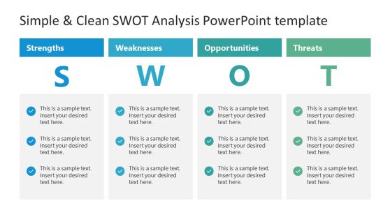 Slide for Simple & Clean SWOT Analysis PPT Template - SlideModel