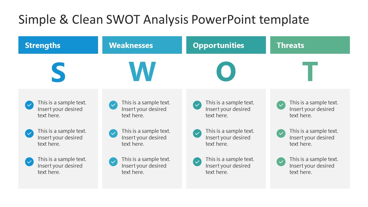 Simple & Clean SWOT Analysis PowerPoint Template