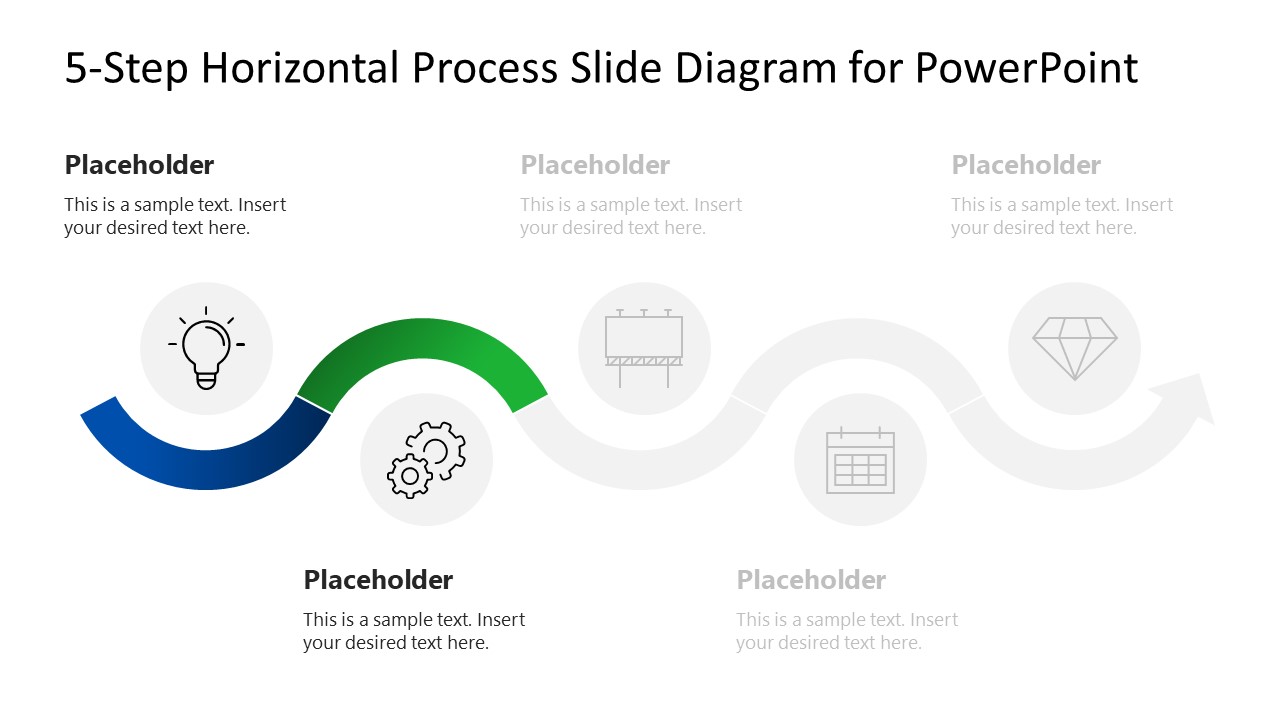 5-Item Horizontal Process Slide Diagram for PowerPoint