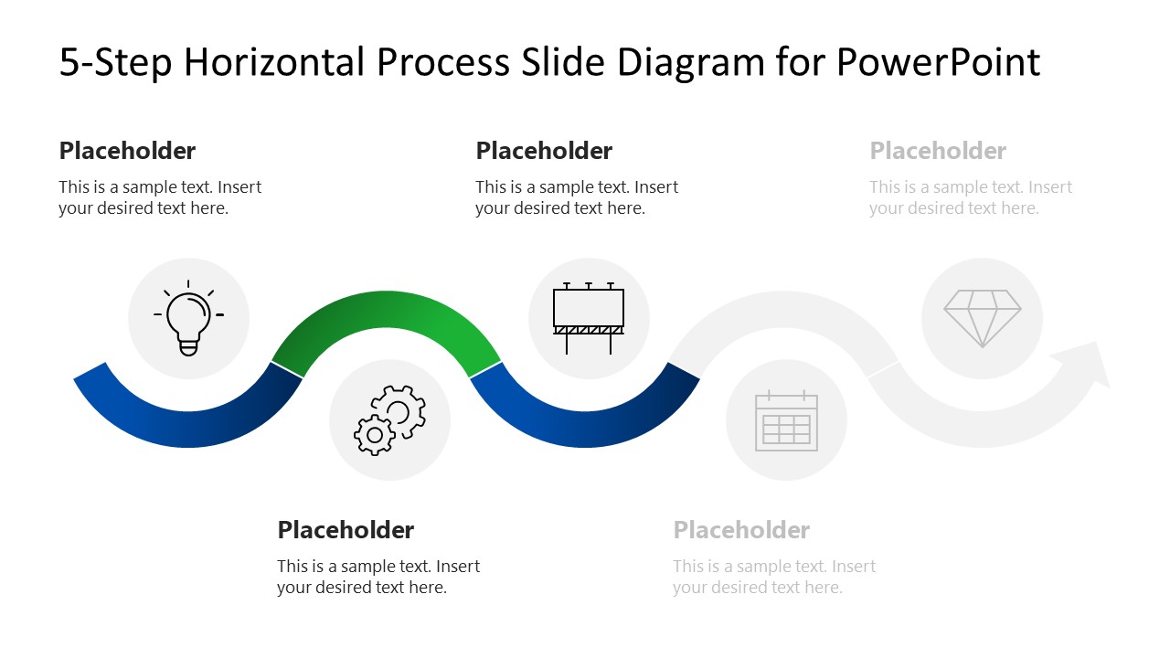5-Item Horizontal Process Slide Diagram for PowerPoint