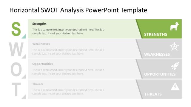 Horizontal SWOT Presentation Template - SlideModel
