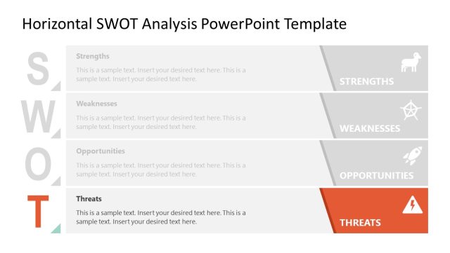 Horizontal SWOT PPT Presentation Template - SlideModel