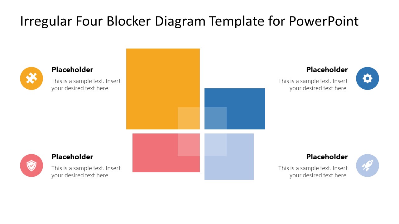 Irregular Four Blocker Diagram Template for PowerPoint