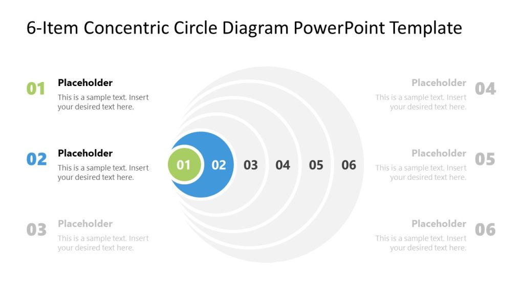 6-Item Concentric Circles Diagram PPT Template - SlideModel