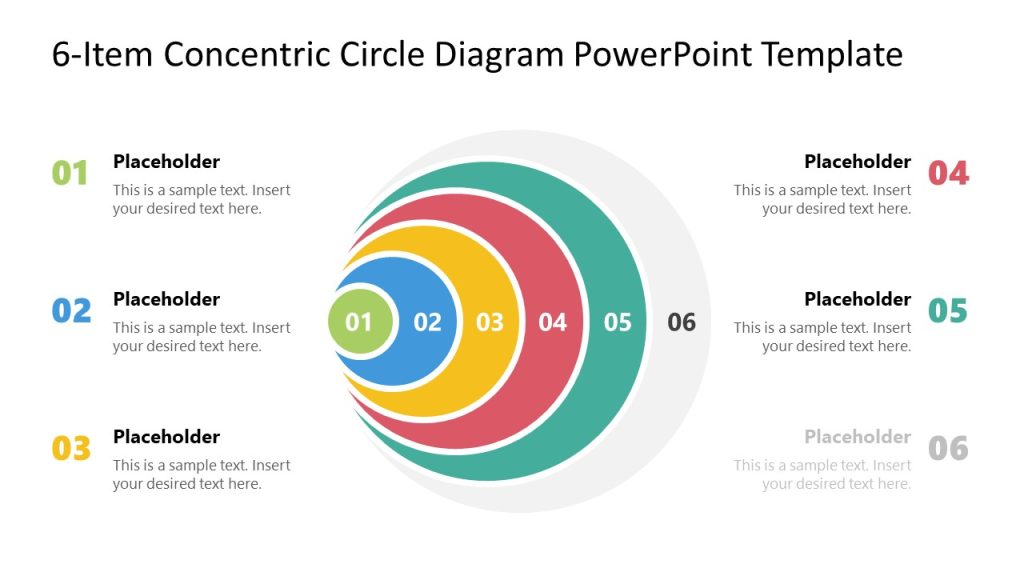 6-Item Concentric Circles Slide Template - SlideModel