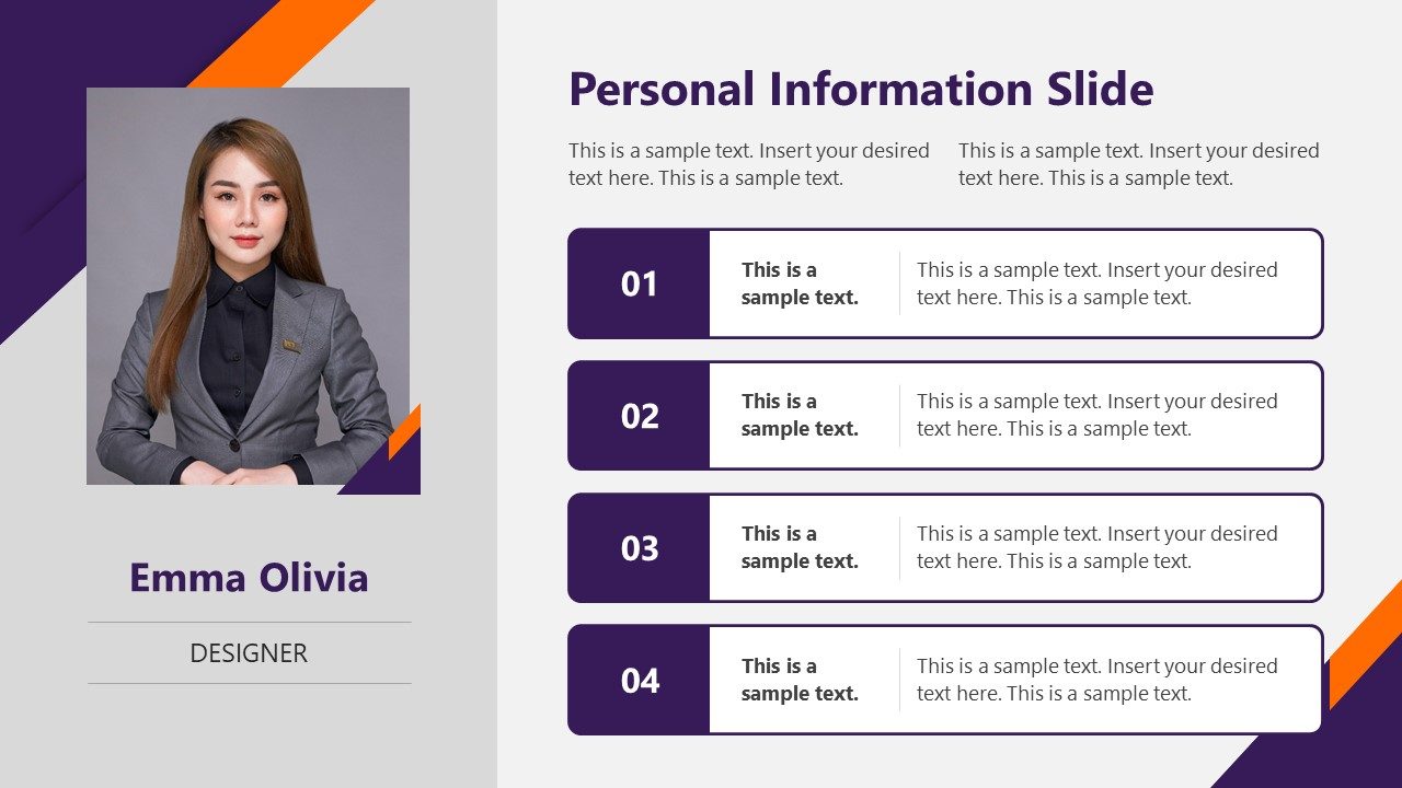Editable Personal Information Slide PPT Template - SlideModel