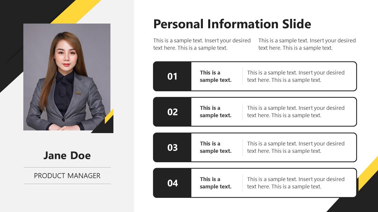 Personal Information Simple Slide - SlideModel