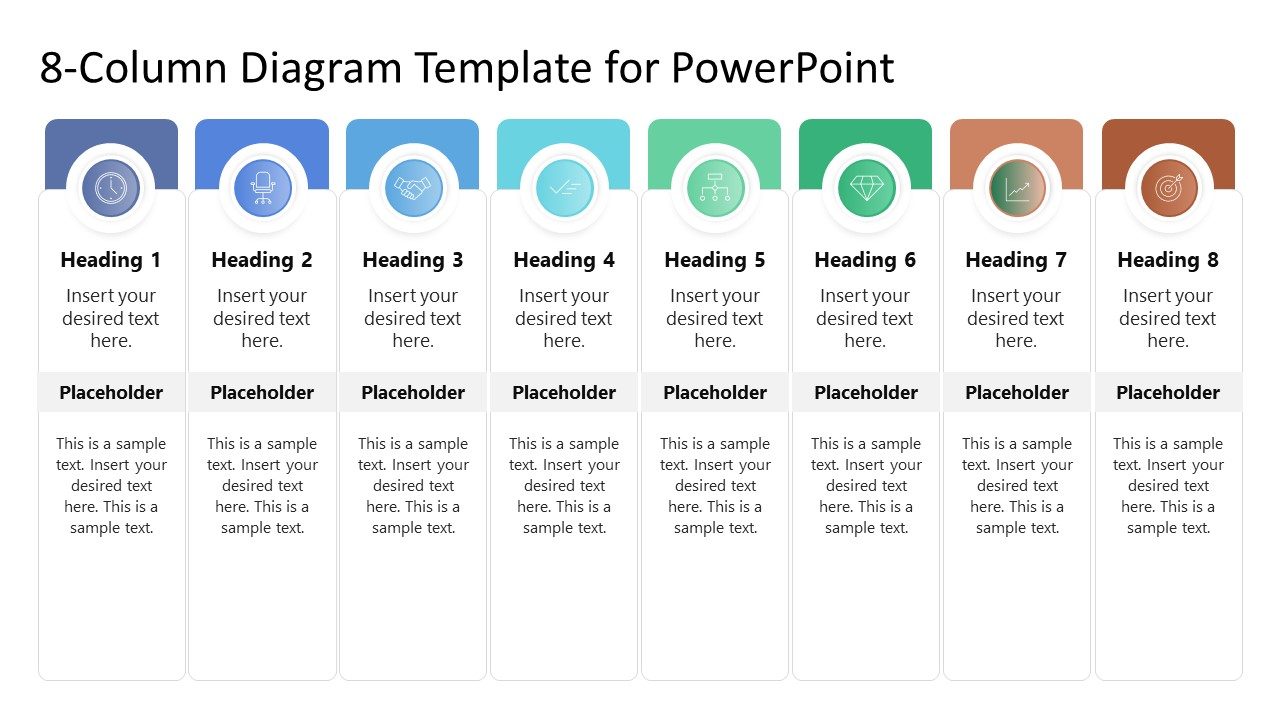 Editable 8-Column Diagram Template Slide - SlideModel