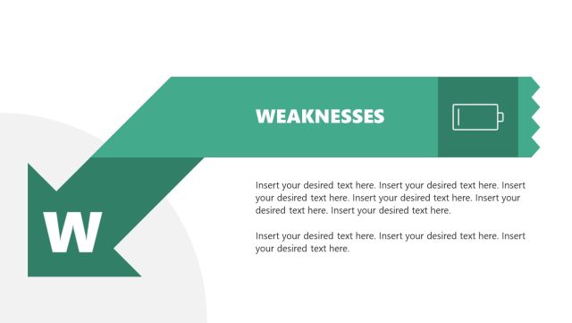 Weaknesses Slide - Arrows Template for SWOT Analysis - SlideModel