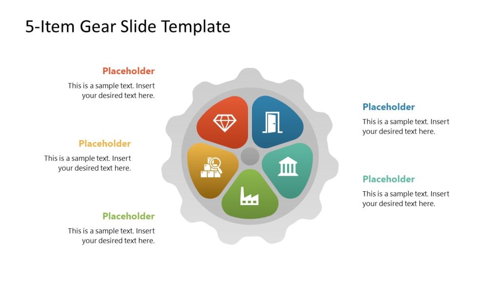 5-Item Gear Diagram Presentation Template - SlideModel