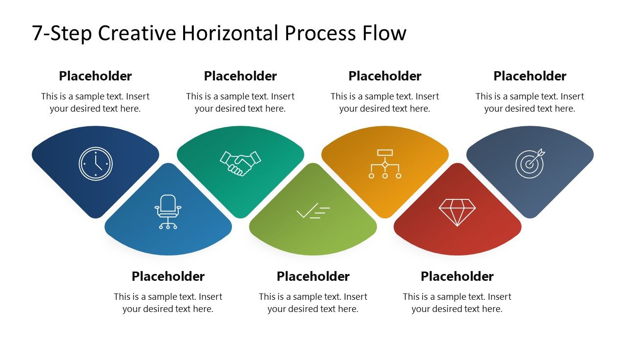7 Step Process Diagram with Creative Shapes - SlideModel