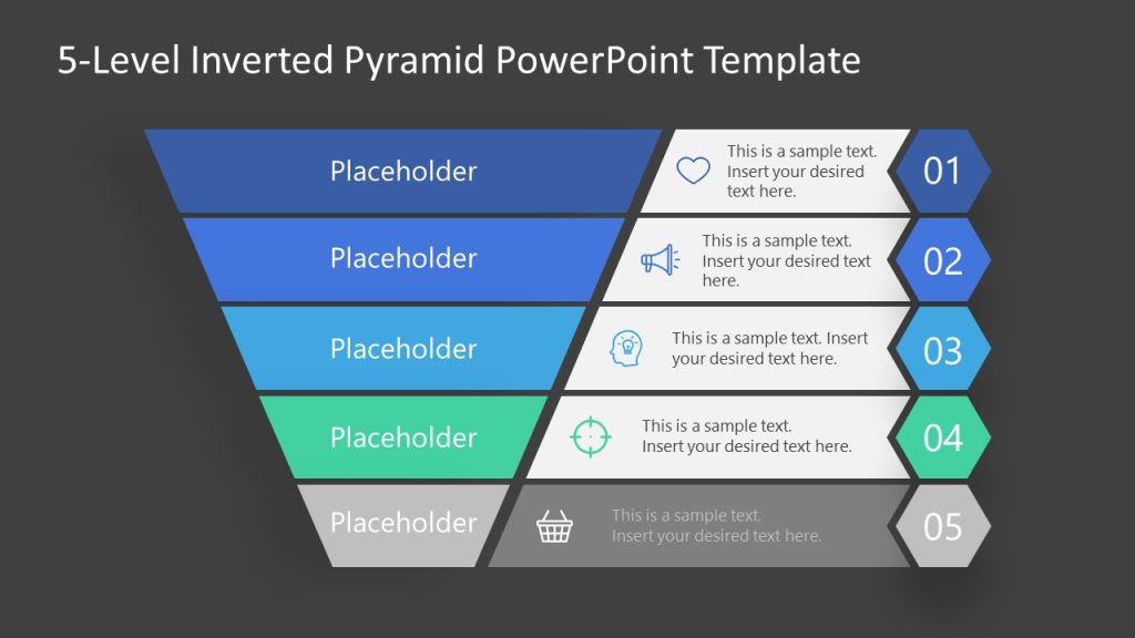 Four Colored Levels Slide for Inverted Pyramid Diagram Template ...