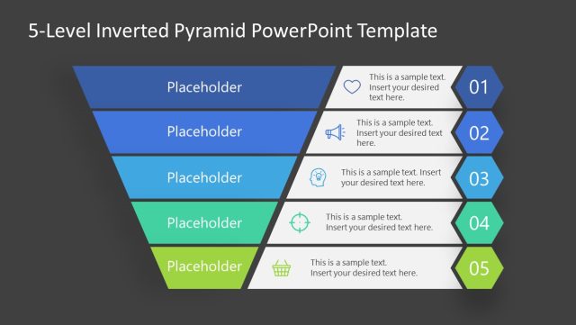 Inverted Pyramid Diagram Template - Black Background - SlideModel