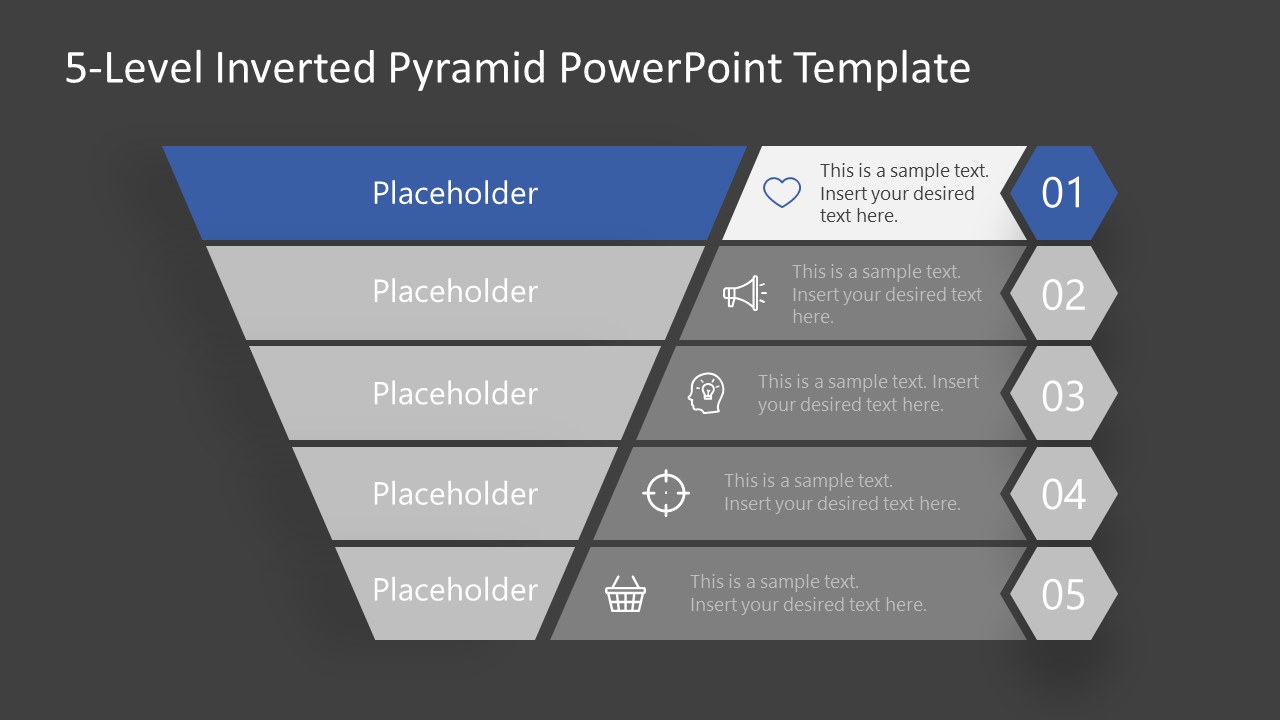5-Level Inverted Pyramid PowerPoint Template 5-Level Inverted Pyramid PowerPoint Template