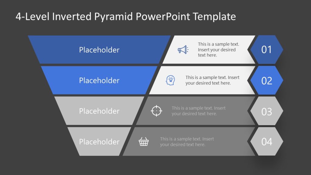 Level 2 Dark Background Inverted Pyramid Template - SlideModel
