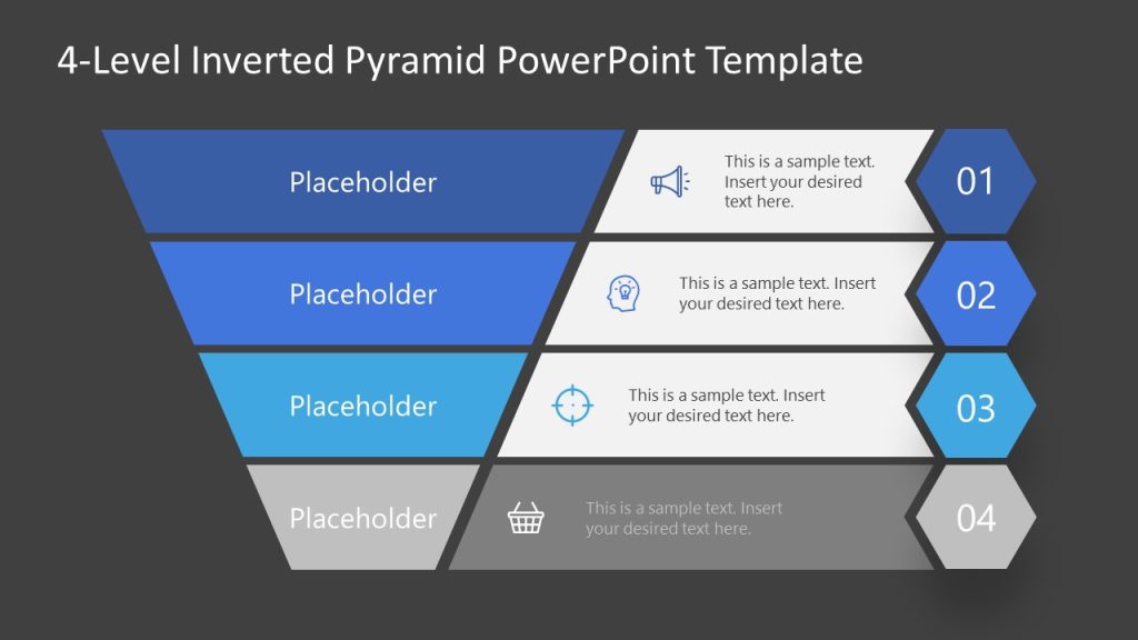 Level 3 Dark Background Inverted Pyramid Presentation Template - SlideModel