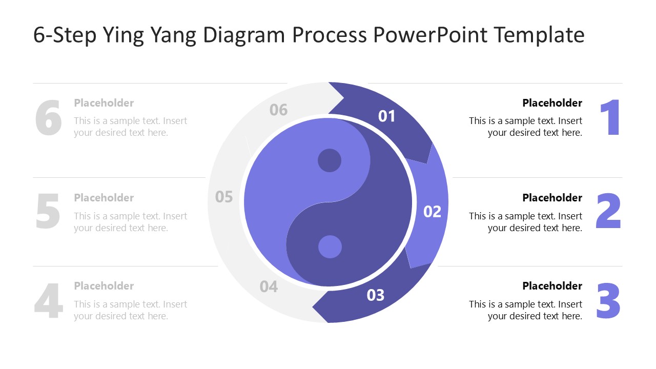 6-Step Ying Yang Style Diagram PowerPoint Template