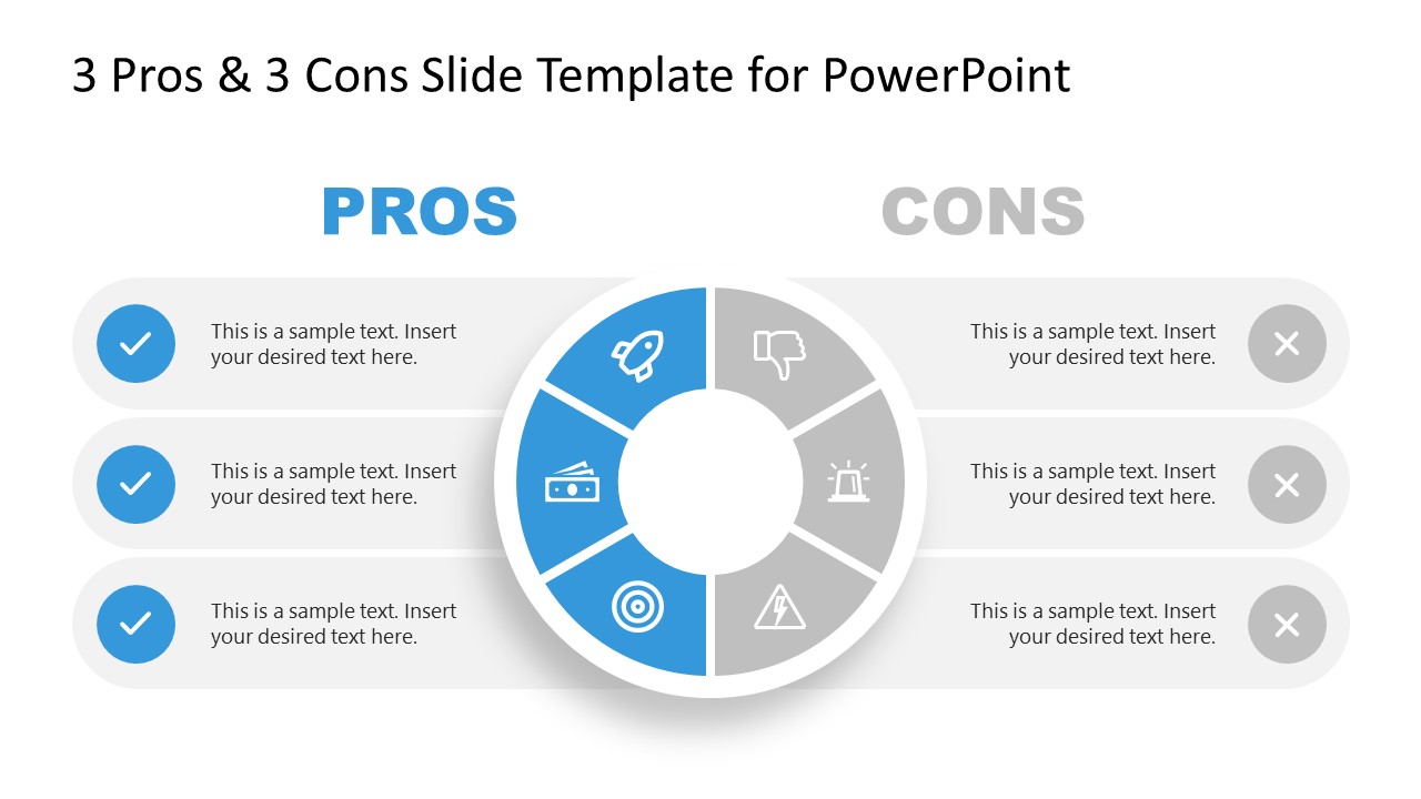3 Pros & 3 Cons Slide Template for PowerPoint