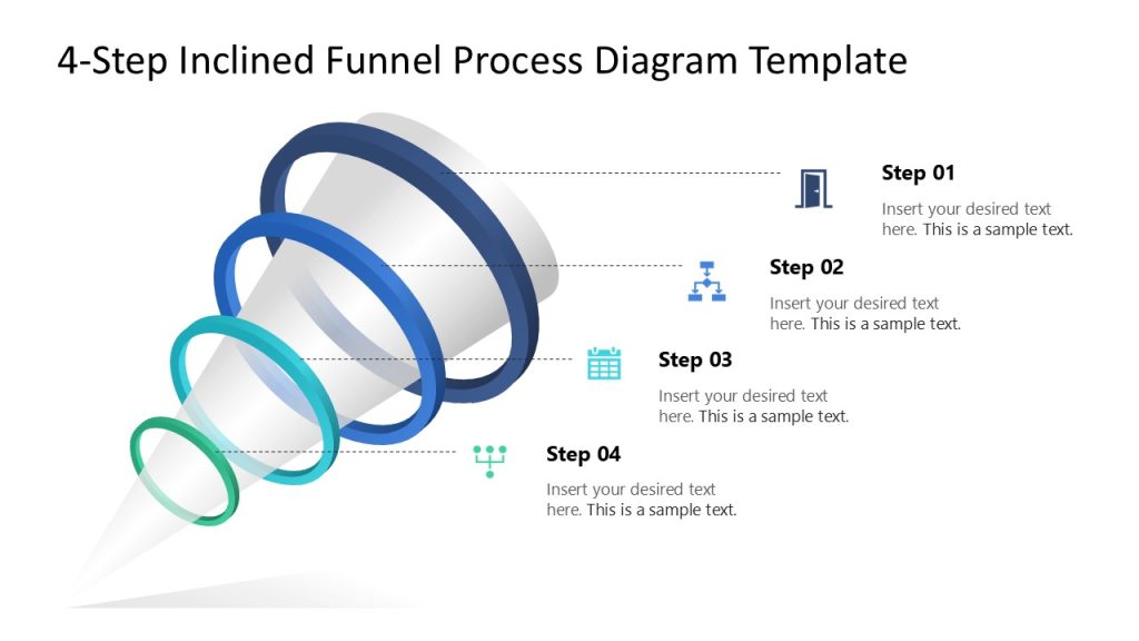 4-Step Inclined Funnel Process Diagram Presentation Template - SlideModel