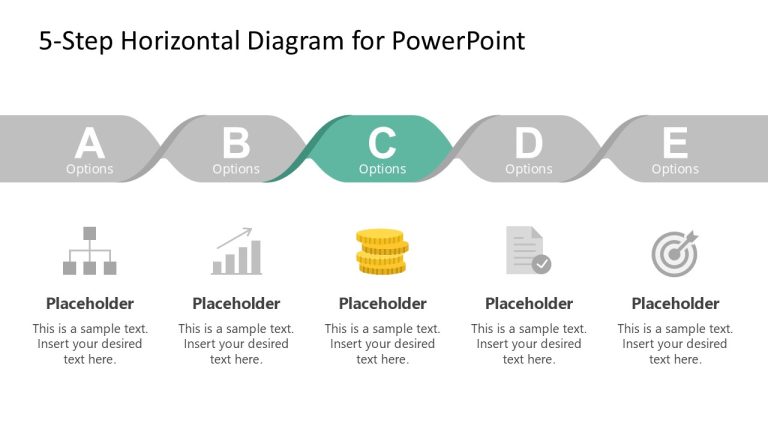 Third Slide in Five Step PowerPoint Horizontal Diagram - SlideModel