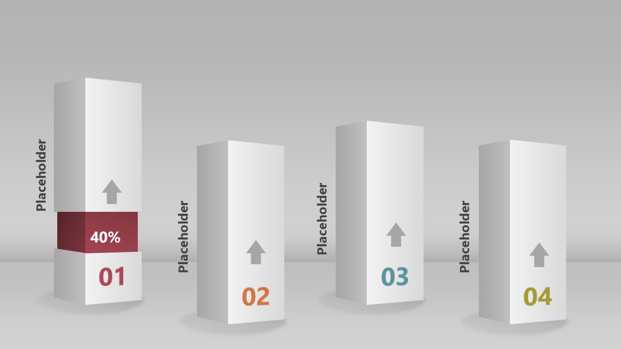 3D Data Comparison Columns Infographic PowerPoint Template