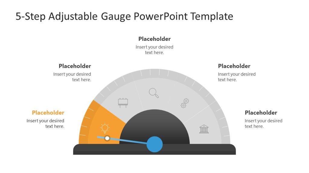 Editable 5-Step Adjustable Gauge PPT Template - SlideModel