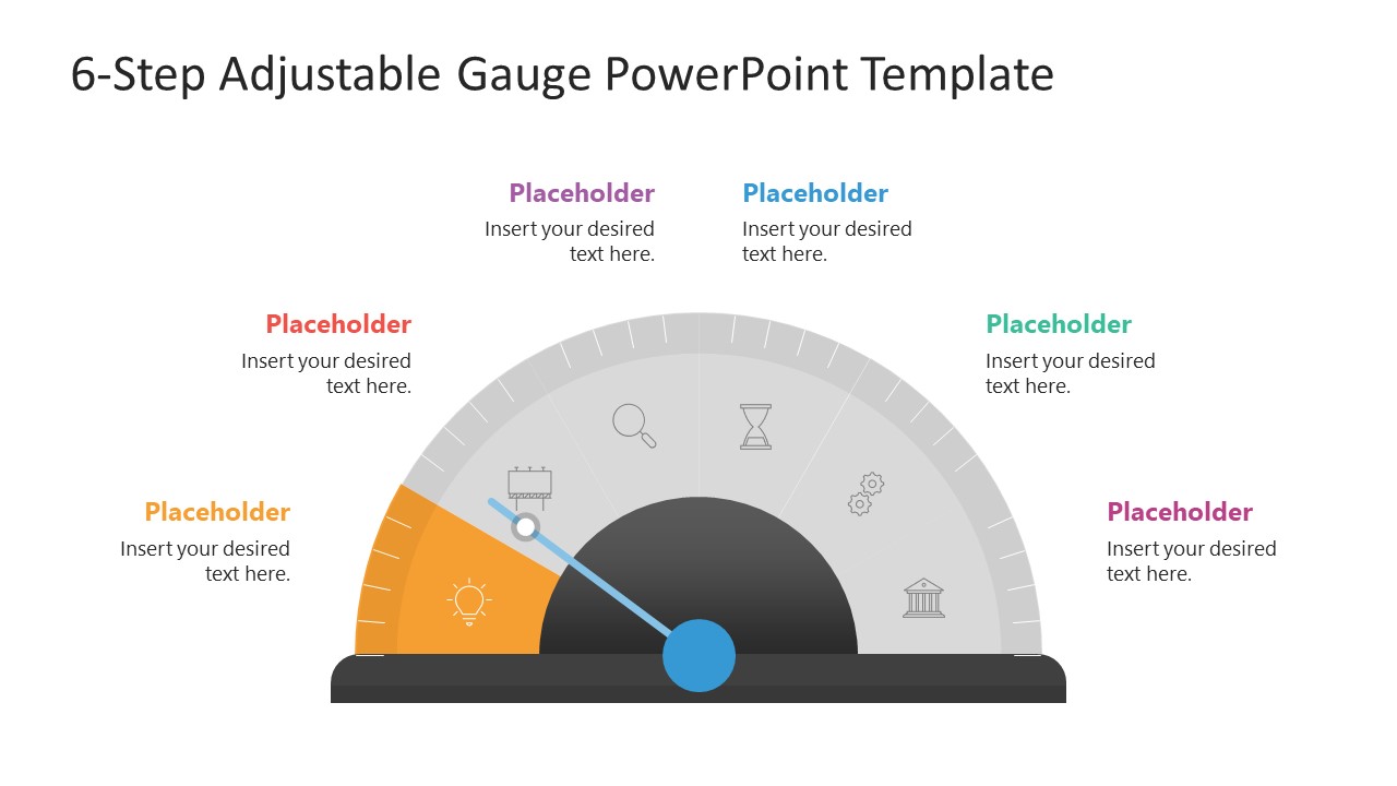 6-Step Adjustable Gauge PowerPoint Template