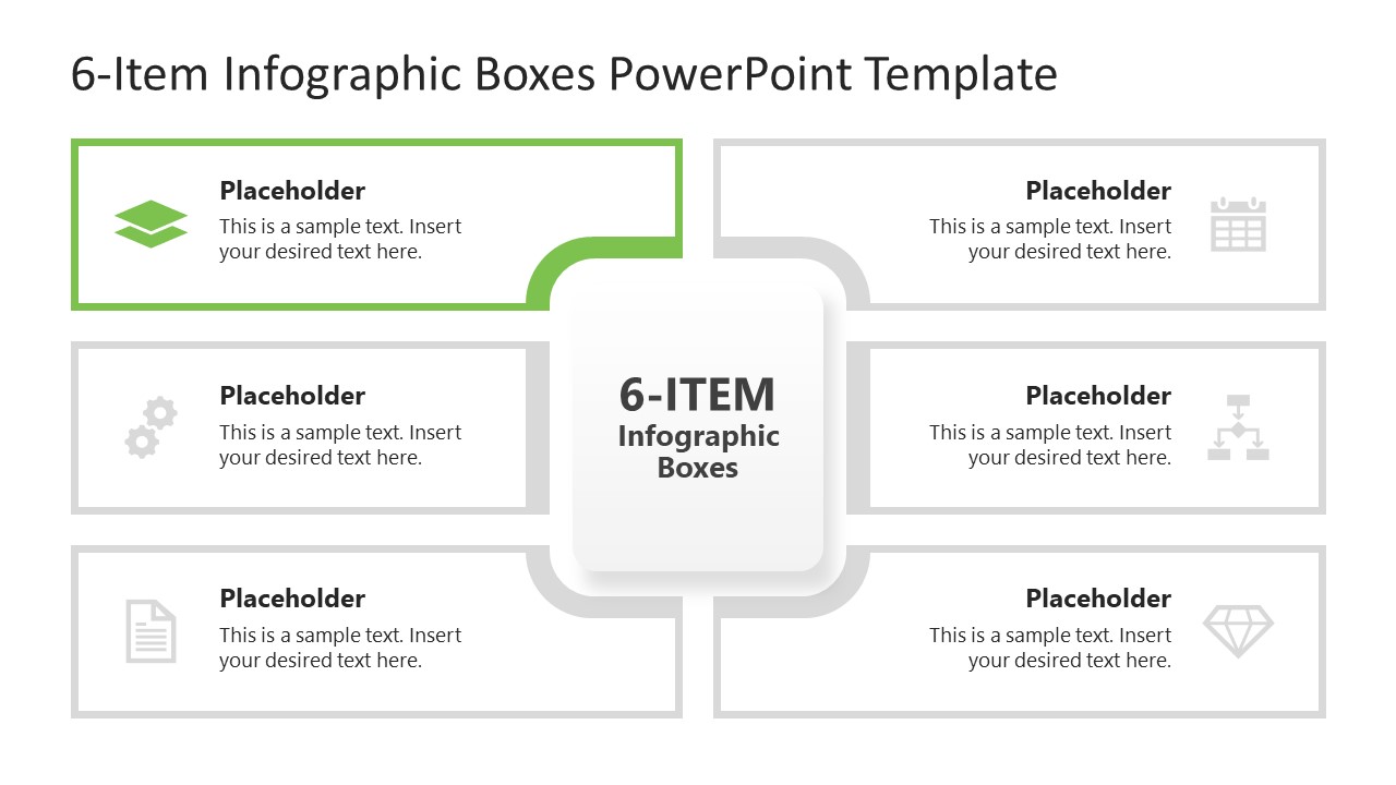 6-Item Infographic Boxes PowerPoint Template